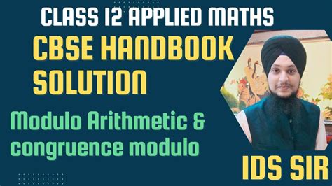 cbse handbook class 12 applied maths modulo arithmetic and congruence
