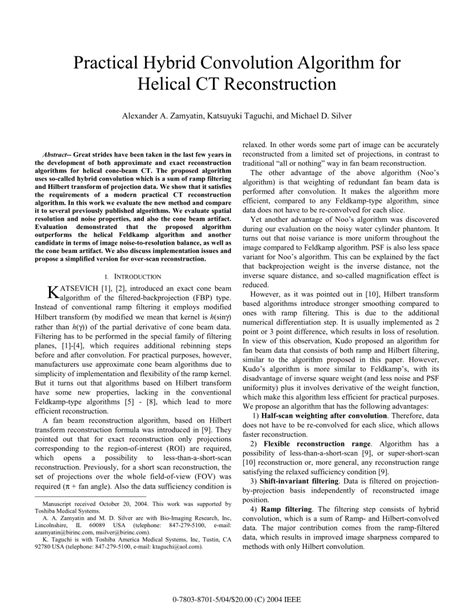 Pdf Practical Hybrid Convolution Algorithm For Helical Ct Reconstruction