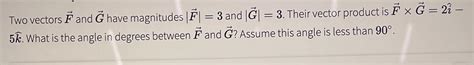 Solved Two Vectors Vec F And Vec G Have Magnitudes Chegg Com