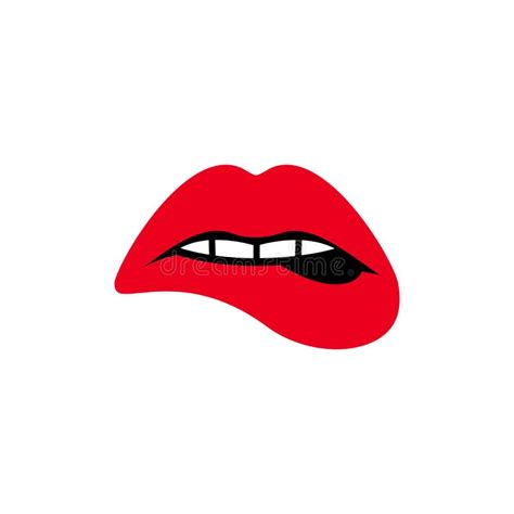 Womans Sensuous Lips Beauty Open Mouth Biting Lip Stock Vector