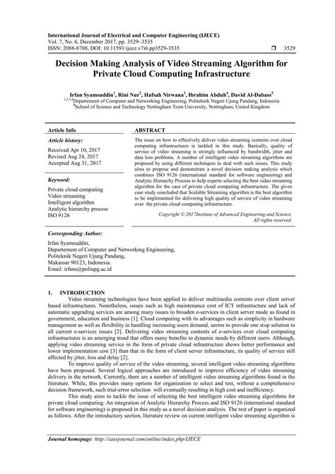 Decision Making Analysis Of Video Streaming Algorithm For Private Cloud