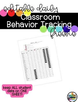 FREEBIE Full Class Behavior Data Tracking Sheet EDITABLE TPT