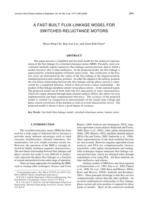 Pdf A Fast Built Flux Linkage Model For Switched Reluctance Motors