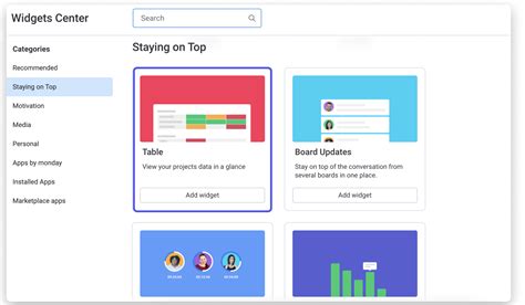The Table Widget Support