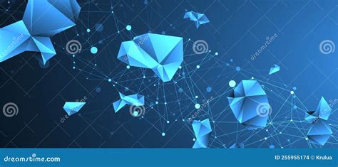 Connected Polygons Glowing Blue Plexus Vector Background Digital Data Visualization Stock