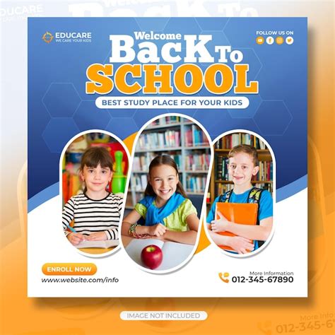 학교 교육 입학 소셜 미디어 게시물 및 웹 배너 프리미엄 Psd 파일