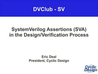 SystemVerilog Assertions SVA In The Design Verification Process PDF