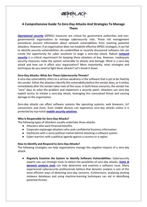 Ppt A Comprehensive Guide To Zero Day Attacks And Strategies To Manage Them Powerpoint