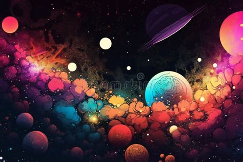 Abstract Space Background With Planets Stars And Nebula Digital