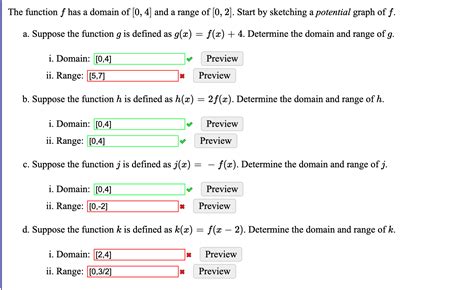 solved the function f has a domain of 0 4 and a range of