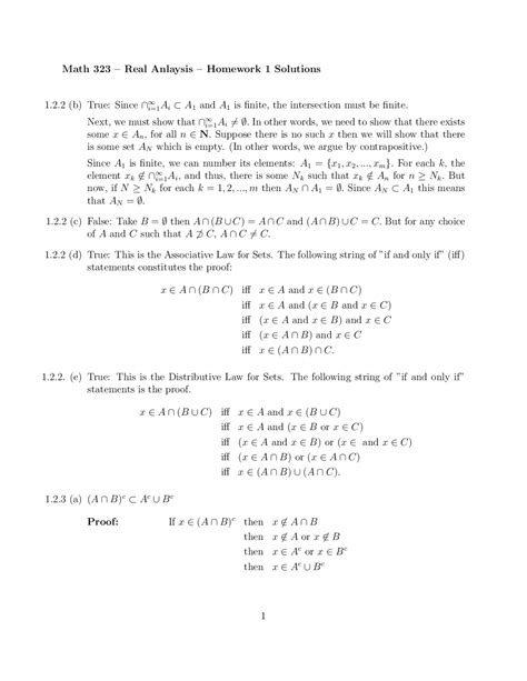 Solved Problems On Real Analysis Homework 1 Math 323 Docsity