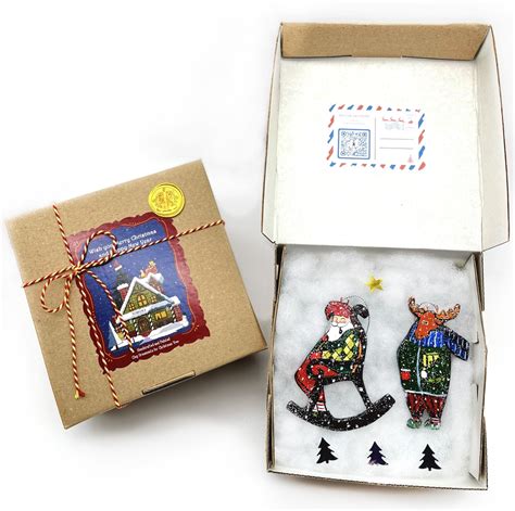 ტომსიკა ხელნაკეთი თიხის ნაძვის ხის სათამაშო ნაკრები სანტა და ირემი 2 ცალი Veli Store