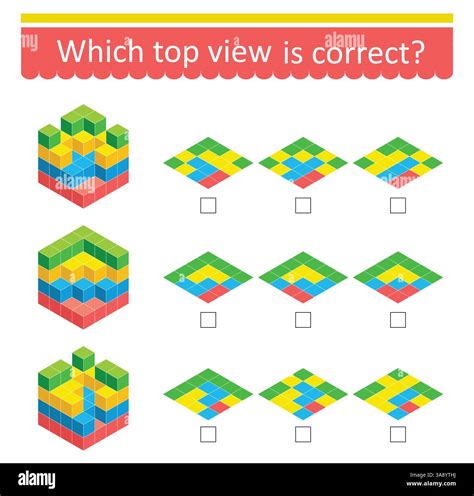 Puzzle Game Which Top Vıew Is Correct Iq Training Test Vector Illustration Stock Vector Image