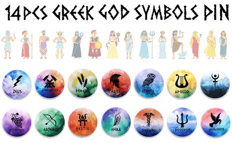 Greek Mythology Pins 14pcs Greek Gods Pins Htabiol