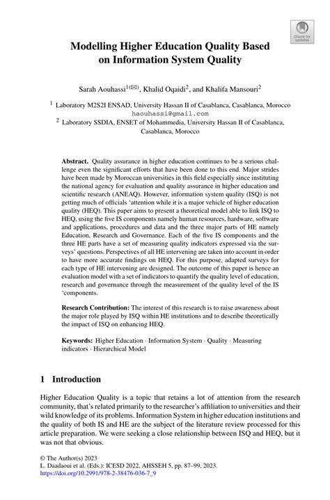 Pdf Modelling Higher Education Quality Based On Information System Quality