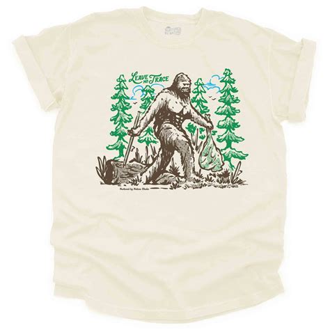 Bigfoot Graphic Tee Leave No Trace Sasquatch T Shirt Funny Hiking
