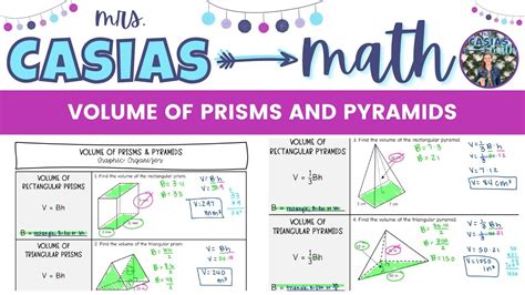 Volume Of Rectangular And Triangular Prisms And Pyramids 7th Grade Math Lesson Worksheets