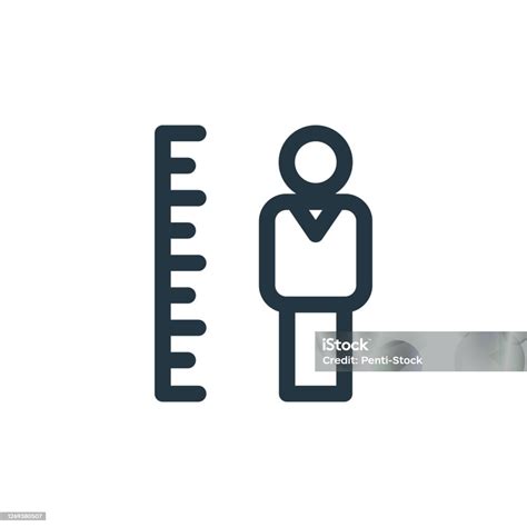 흰색 배경에서 격리된 높이 벡터 아이콘입니다 개요 웹 사이트 디자인 및 모바일 응용 프로그램 개발을위한 얇은 라인 높이 아이콘 얇은 선 높이 윤곽선 아이콘 벡터