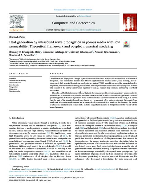 Pdf Heat Generation By Ultrasound Wave Propagation In Porous Media