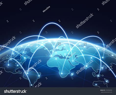 Abstract Network Vector Concept With World Globe Internet And Global Connection Graphic 81951657