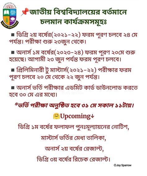 Joy 🔥জাতীয় বিশ্ববিদ্যালয়ে বর্তমানে চলমান কার্যক্রমগুলো Facebook