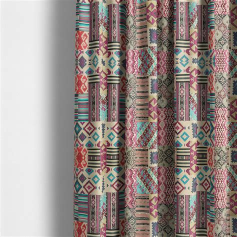 Freedom Printed Velvet Fabric Multi Colour Kilim Inspired Patchwork