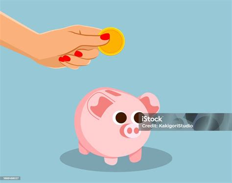 여성 손 동전을 놓는 것 통하고 있는 돼지 돈 상자 벡터 일러스트 1 센트에 대한 스톡 벡터 아트 및 기타 이미지 1 센트 개념 경제 Istock