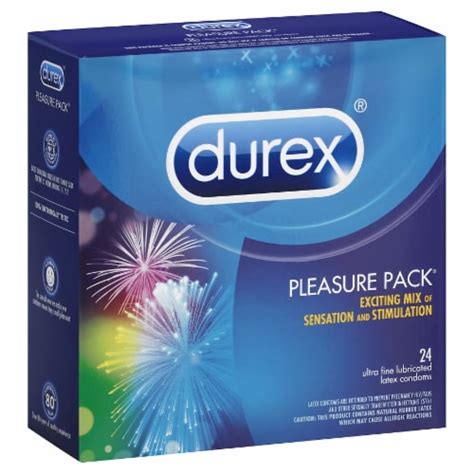 Durex Pleasure Pack Assorted Premium Lubricated Latex Condoms 24 Ct
