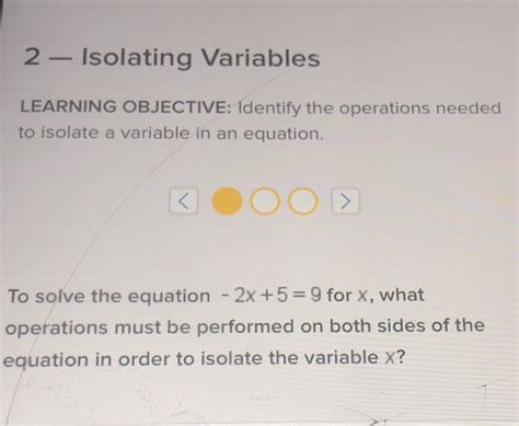 Solved 2 Isolating Variables Learning Objective Identify