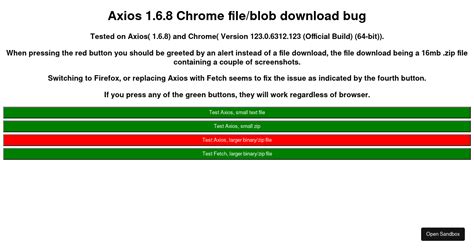 axios 1 6 8 chrome file download bug codesandbox