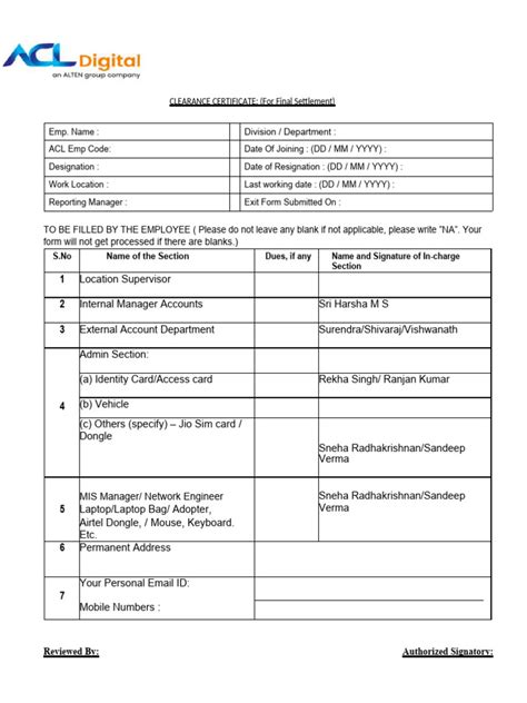 Acl Digital Exit Interview Forms Download Free Pdf Employment Performance Appraisal