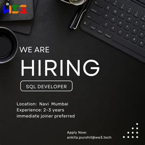 Sqldeveloper Hiringnow Navimumbaijobs Sqlserver Jobalert Ankita