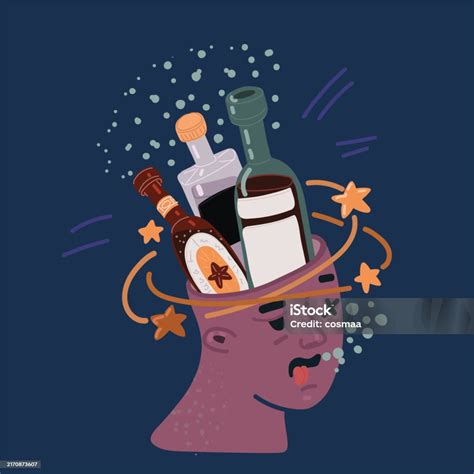 Cartoon Vector Illustration Of National Hangover Day Vector Drunk Man
