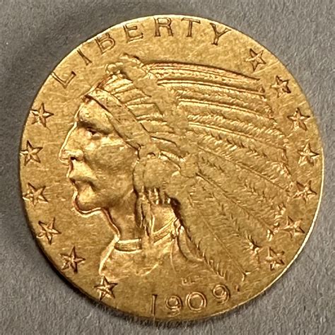 Lot 008 Us Gold 1909s Indian Head Half Eagle 5 Gold Coin Douglas