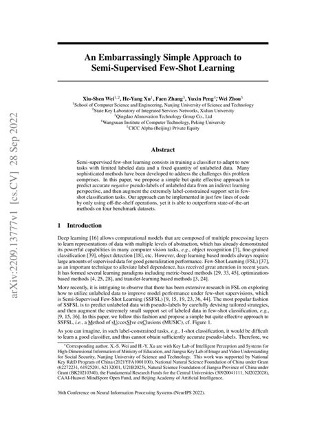an embarrassingly simple approach to semi supervised few shot learning deepai