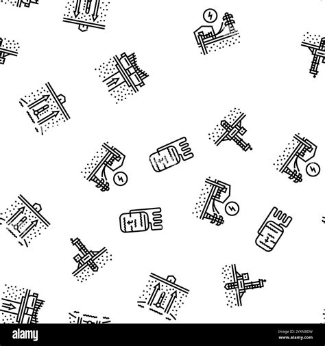 Geothermal Energy Power Plant Seamless Pattern Vector Stock Vector