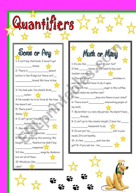 Quantifiers Some Any Much Many ESL Worksheet By Soledad Grosso