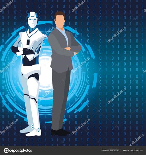 Humanoid Robot And Businessman Stock Vector Image By ©jemastock 229623676