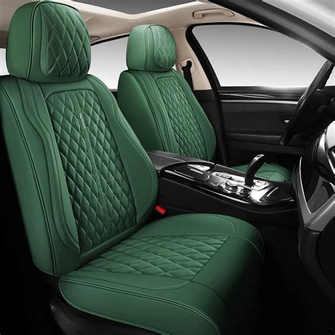 Nunivak Full Coverage Leather Car Seat Covers Full Set Green