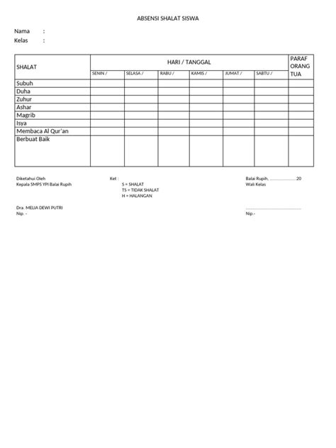 Absensi Siswa 2021 Pdf