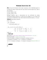 Matlab Exercise Docx Matlab Exercise A A Using The Z Y X Euler Angle Convention Write A
