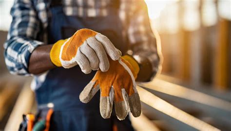 Contractors Hand Putting On Construction Safety Gloves Symbolizing Readiness Safety And Professi