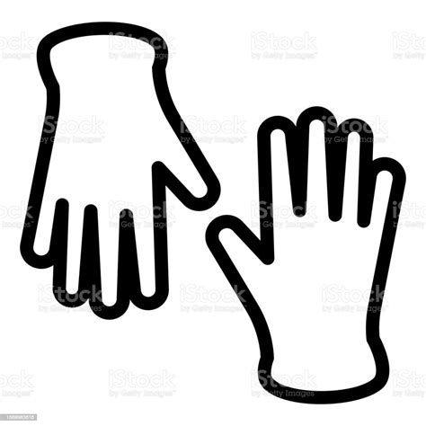 의료 장갑 라인 아이콘 의료 개념 흰색 배경에 수술용 라텍스 장갑 기호 한 쌍 웹 디자인 스타일의 보호 고무 장갑 아이콘 벡터 그래픽 가사 집안일에 대한 스톡 벡터 아트 및