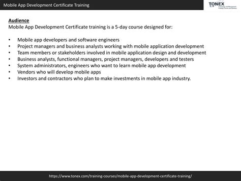 Ppt Mobile App Development Certificate Tonex Training Powerpoint