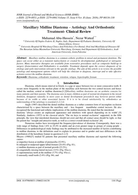 Pdf Maxillary Midline Diastema