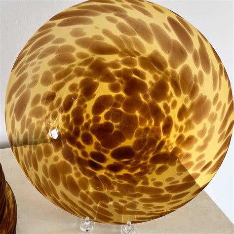 1980s Tortoise Shell Motif Leopard Hand Blown Glass Plate Chairish
