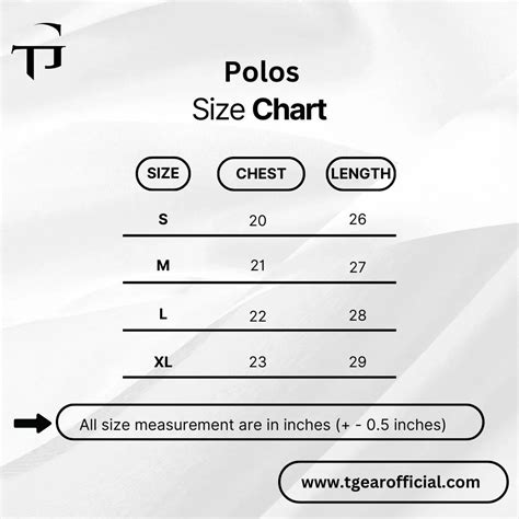 Polo Shirt Size Chart T A N G L U R