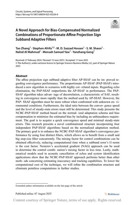 A Novel Approach For Bias Compensated Normalized Combinations Of Proportionate Affine Projection