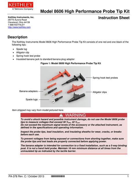 Tektronix Keithley 8606 Instruction Sheet Pdf Download Manualslib