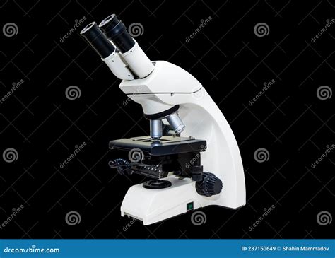 Microscope For Blood And Semen Analysis On A Black Background Laboratory Infertility Stock